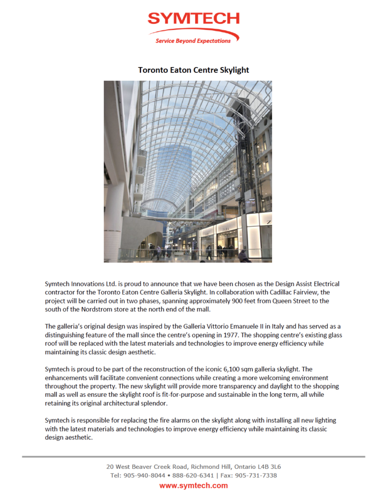 Toronto Eaton Centre Skylight - Symtech Innovations Ltd