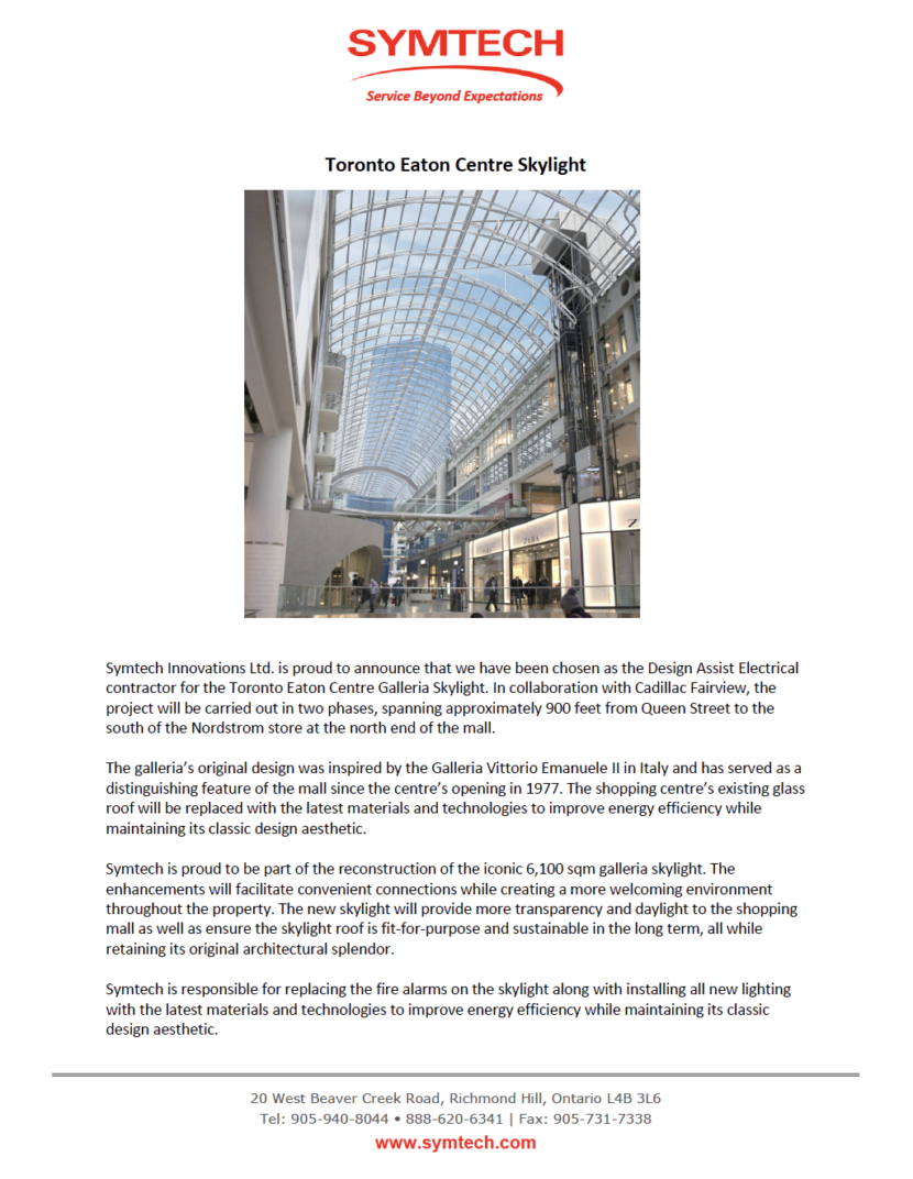 Toronto Eaton Centre Skylight - Symtech Innovations Ltd