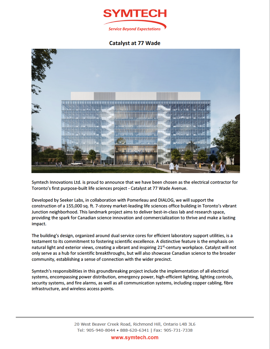 Catalyst at 77 Wade - Symtech Innovations Ltd